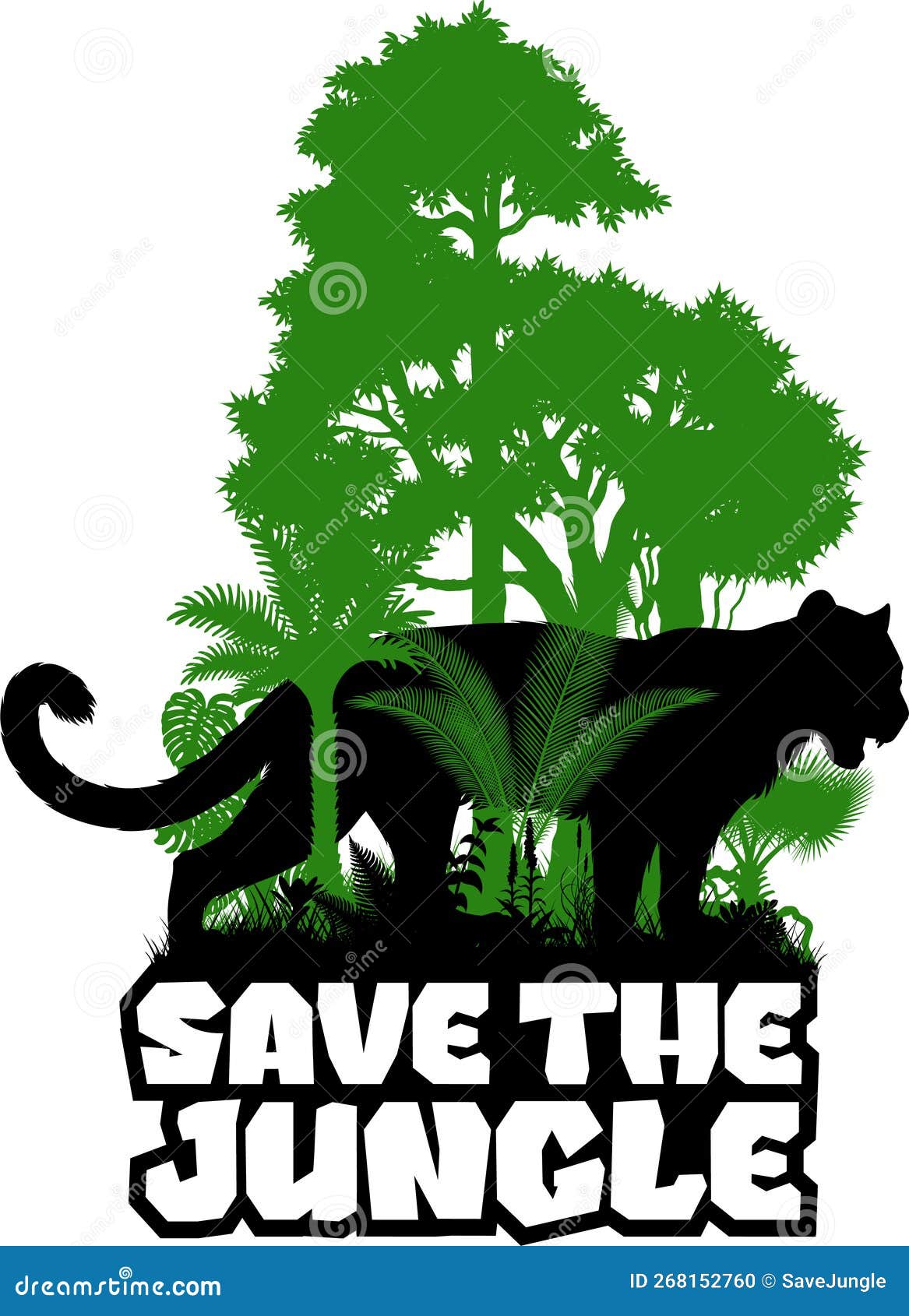 Save The Jungle. Save The Planet. Set Of Vector Illustrations With ...
