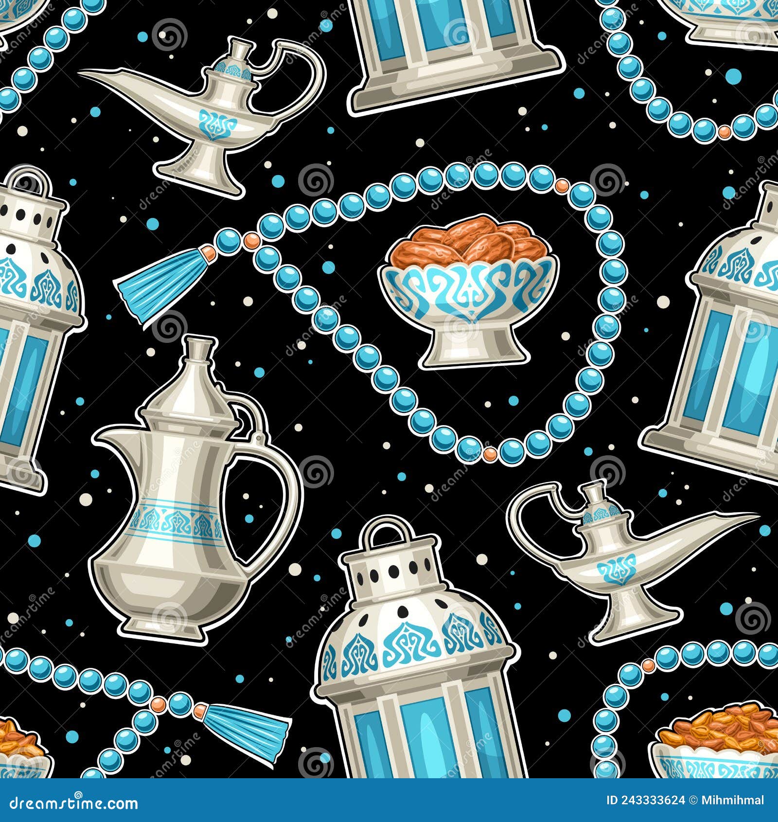 Vector Ramadan Iftar Seamless Pattern Stock Vector - Illustration of ...