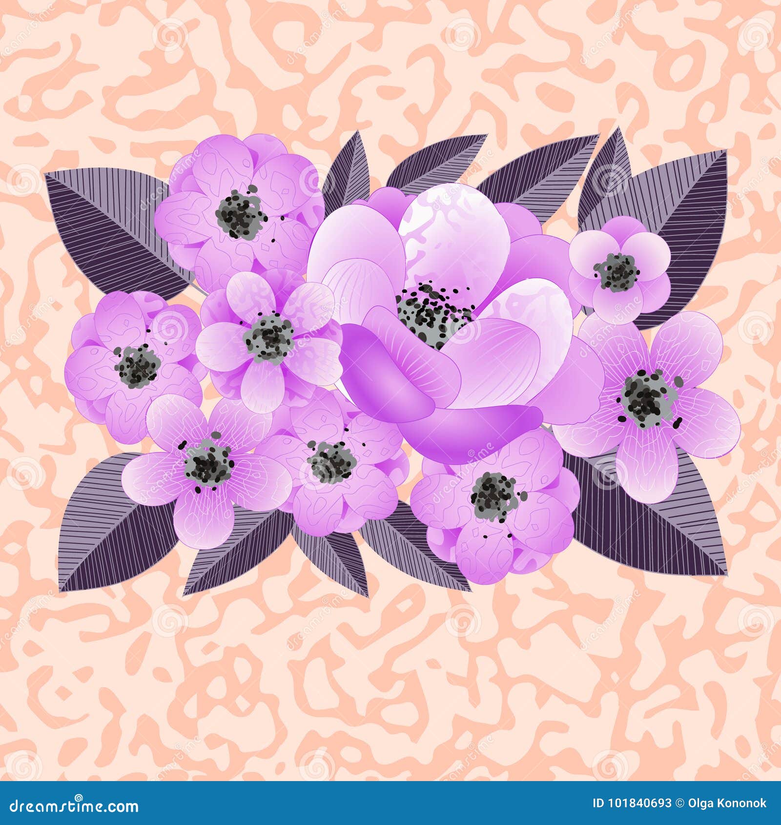 Vector, ramo de flores ilustración del vector. Ilustración de hermoso ...