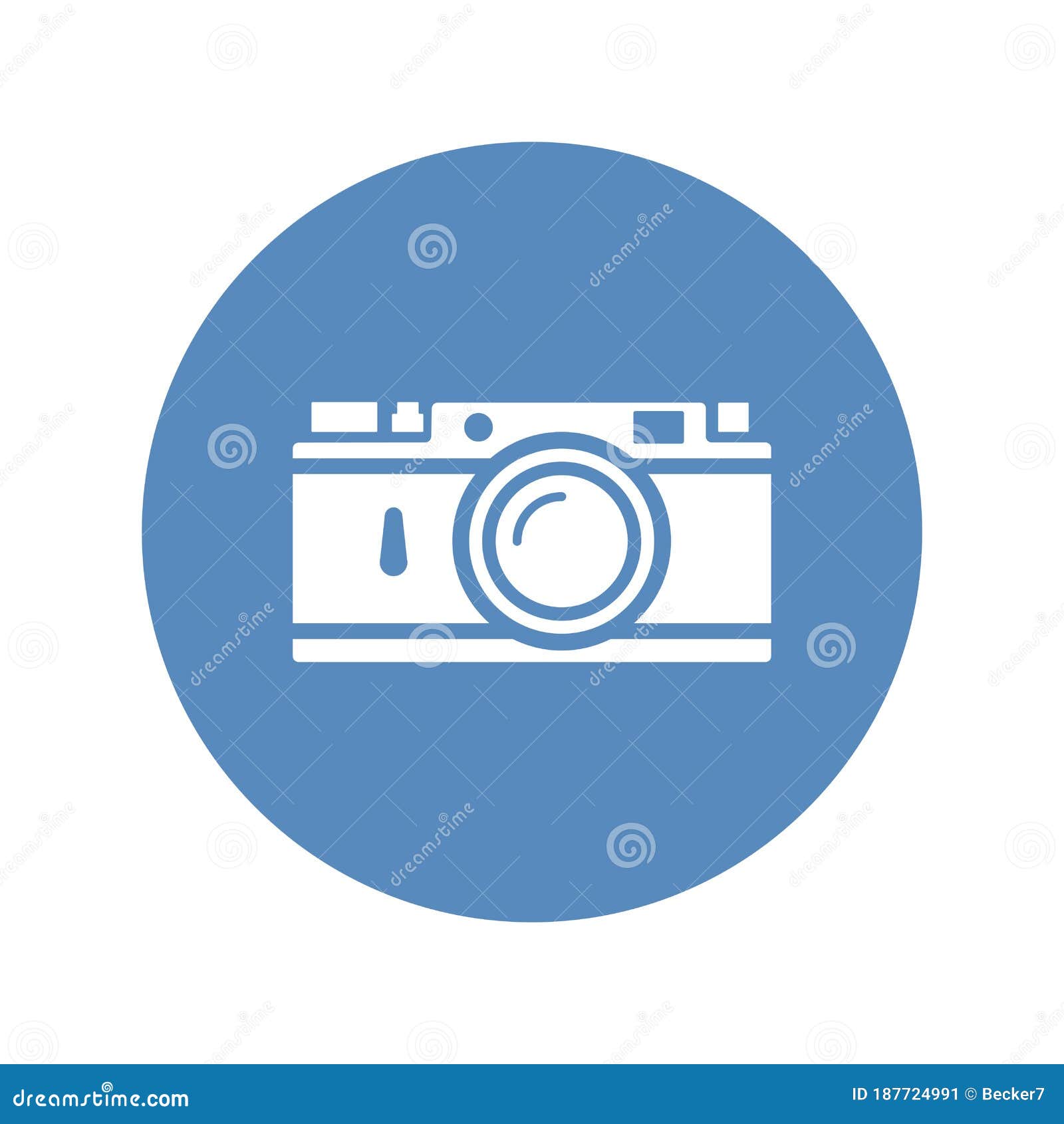Vector Rangefinder Camera Icon Placed on Blue Stock Vector ...