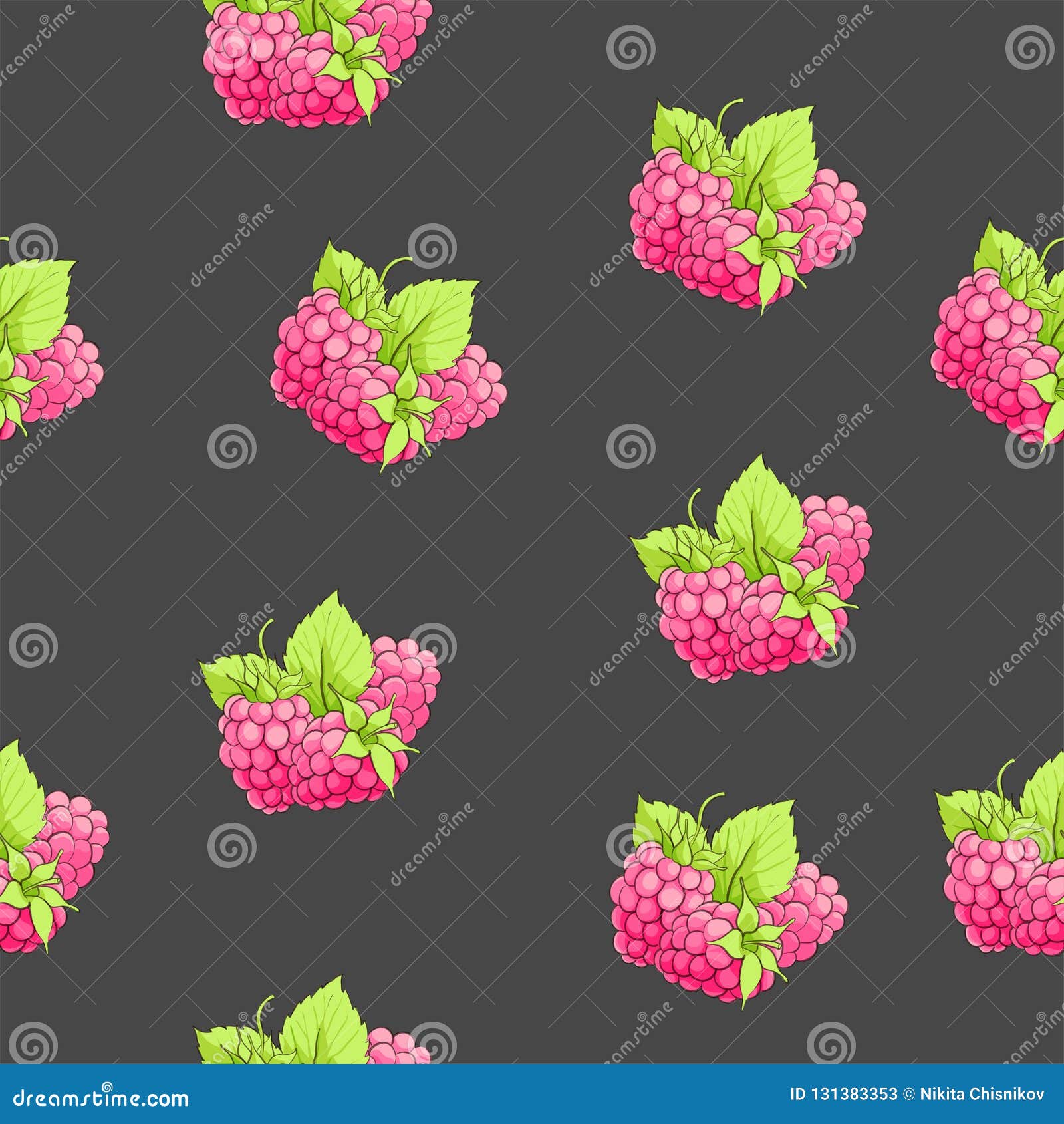 Vector raspberry seamless stock vector. Illustration of raspberry ...