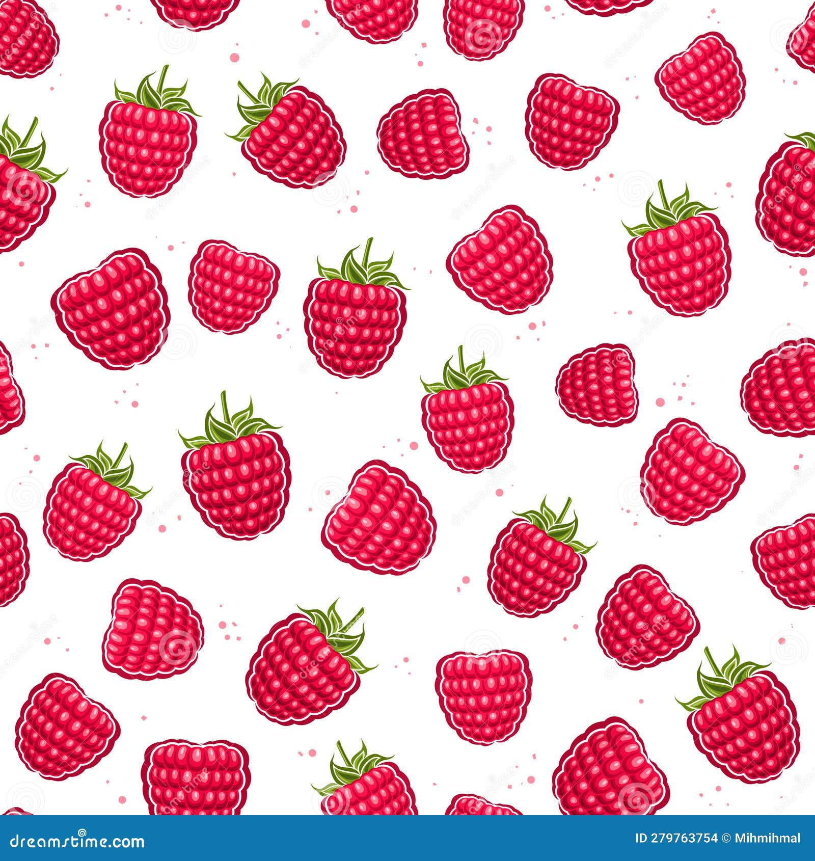 Vector Raspberry Seamless Pattern Stock Vector - Illustration of ...