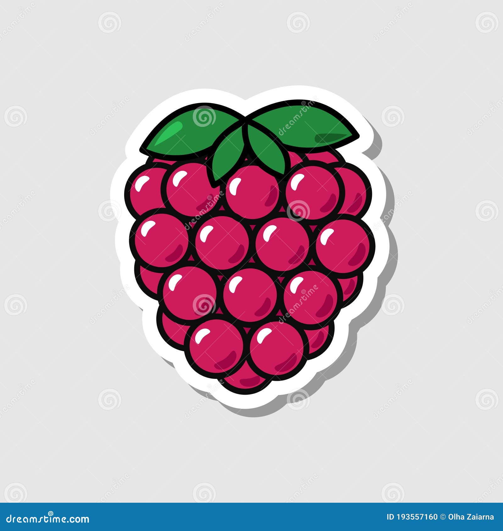 Vector Raspberry Sticker In Cartoon Style | CartoonDealer.com #193557160