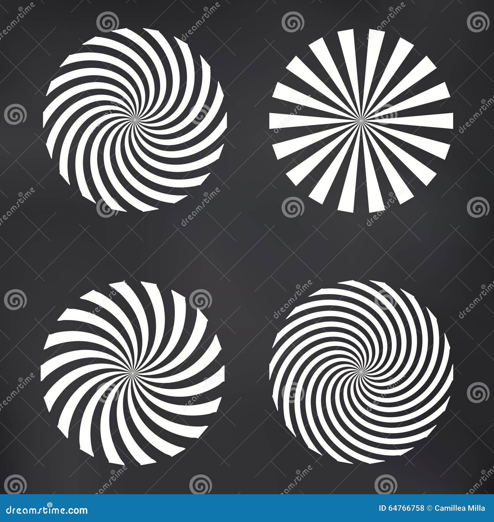 Vector Ray Spiral Set stock vector. Illustration of drawing - 64766758