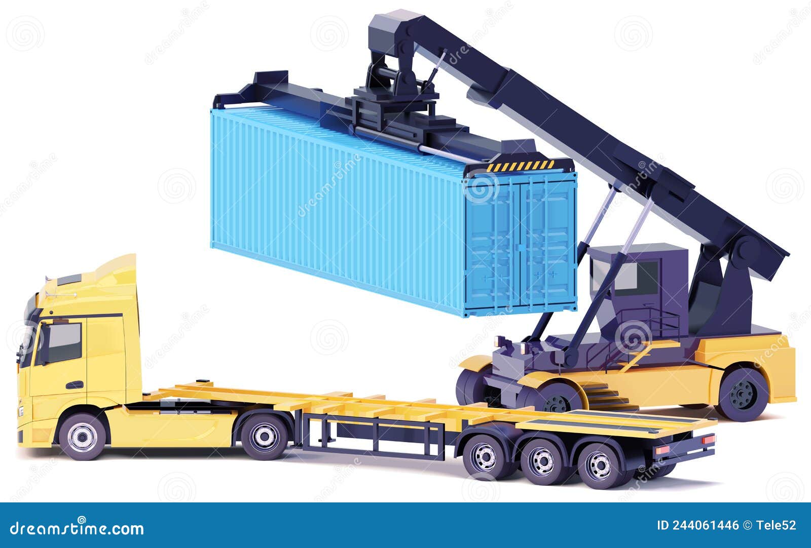 Vector Reach Stacker with Container and Truck Stock Vector ...