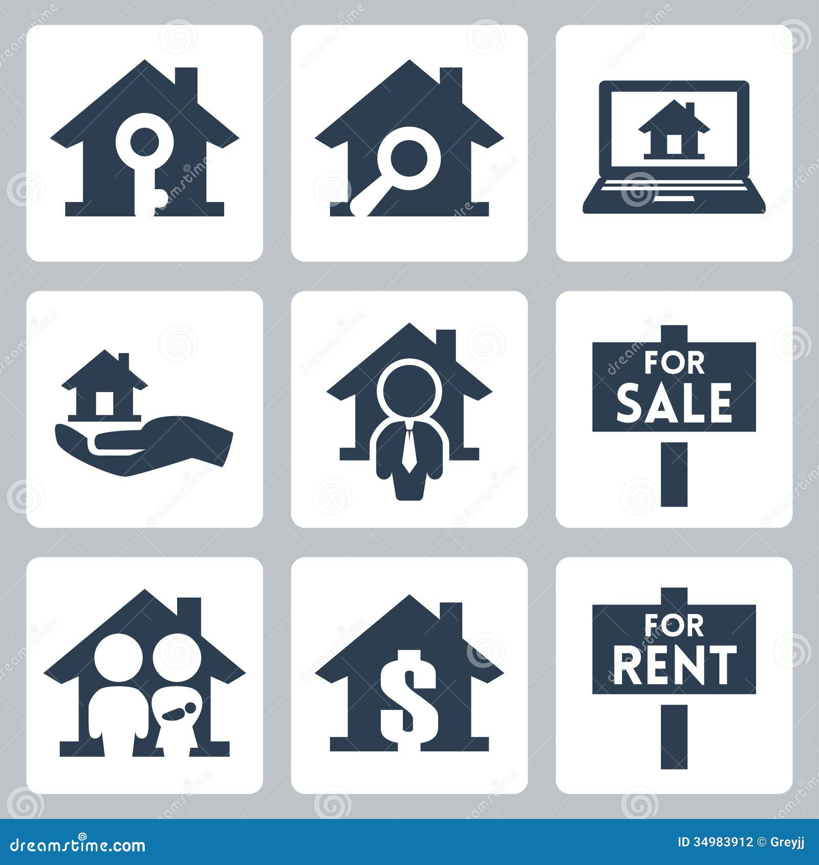 Vector Real Estate Icons Set Stock Vector - Illustration of hand, icon ...
