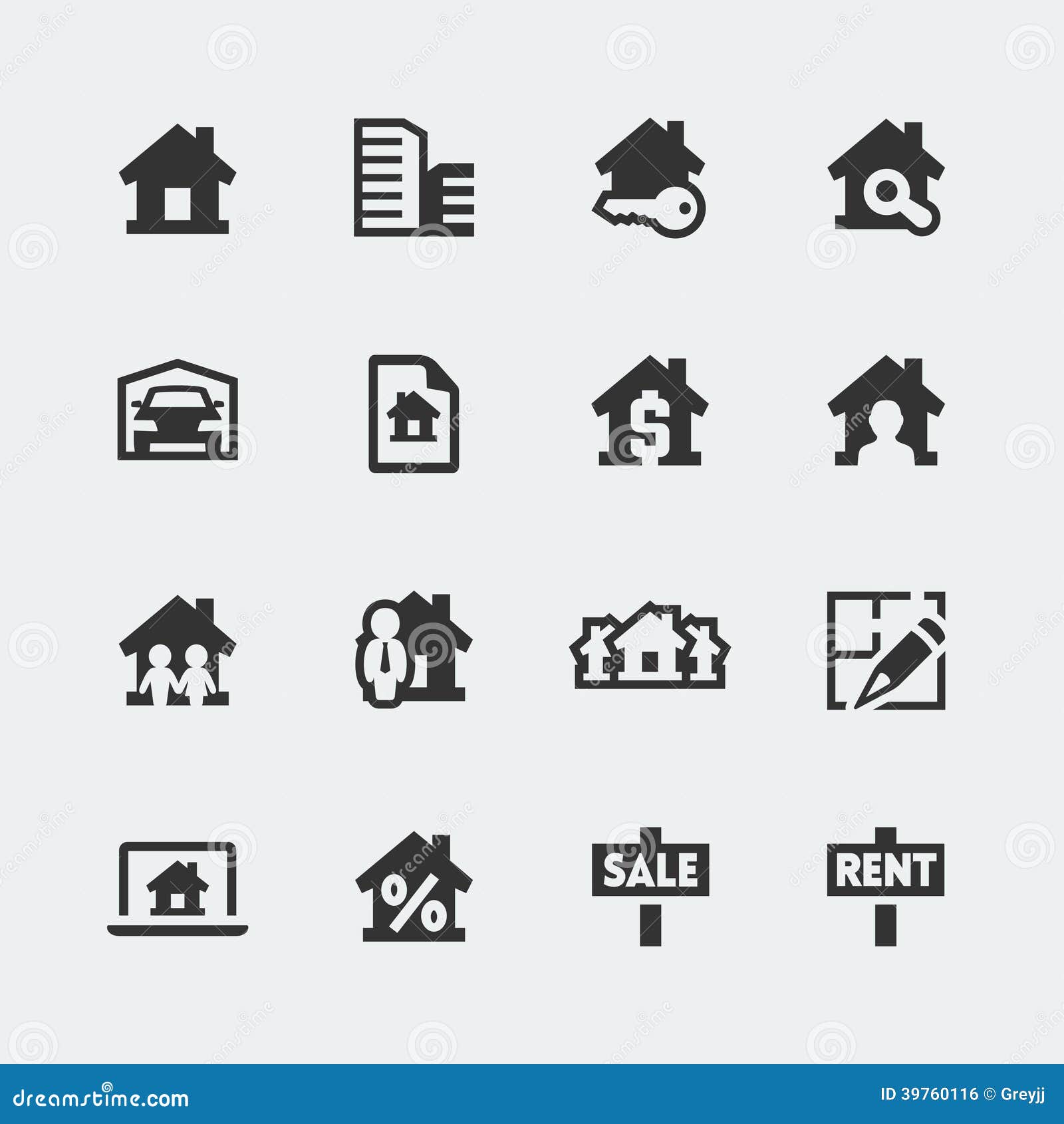 Vector Real Estate Icons Set Stock Vector - Illustration of laptop ...