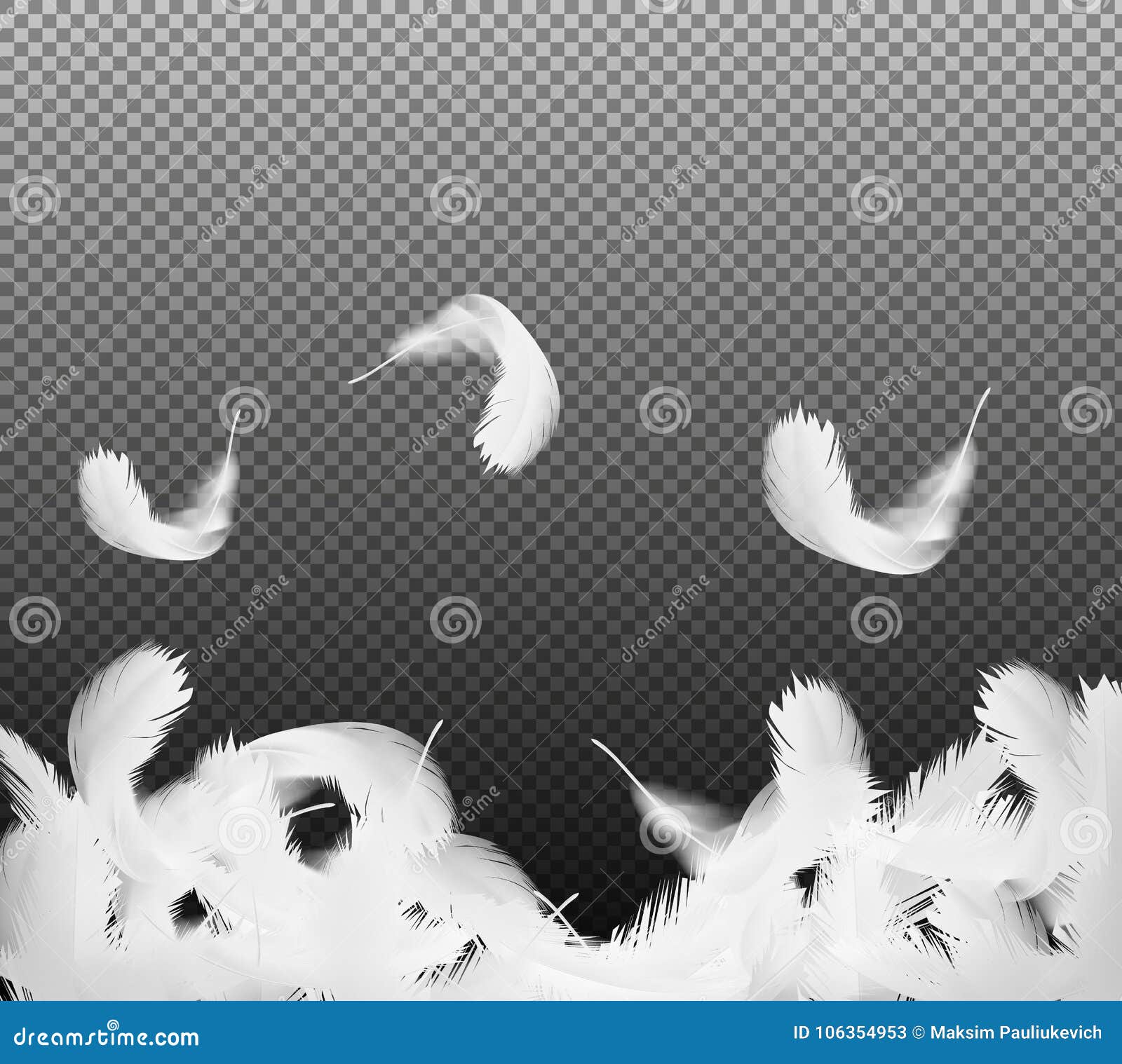 Vector Realisitc 3d White Falling Feathers Stock Vector - Illustration ...