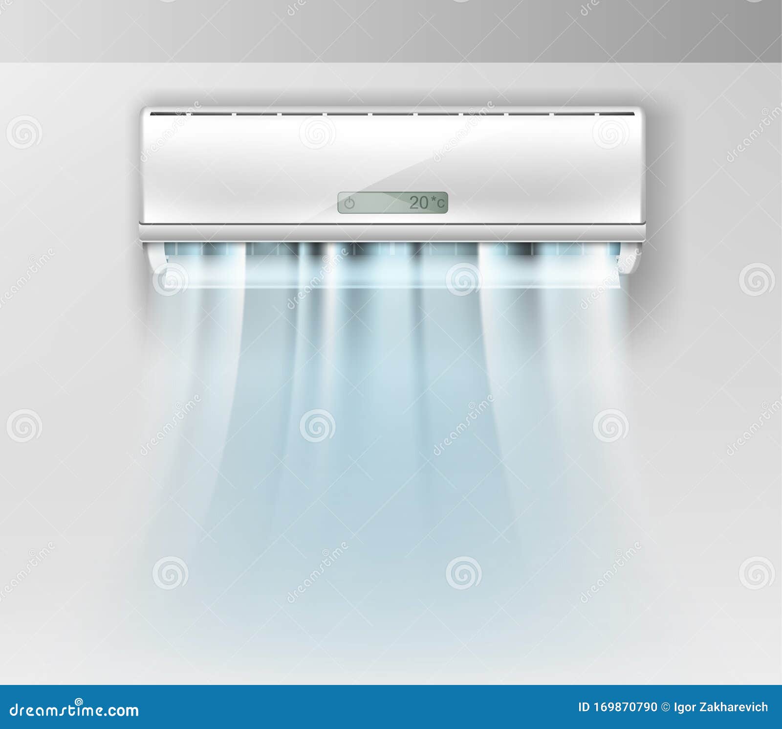 Vector Realistic Air Conditioner on Wall Background Stock Illustration ...