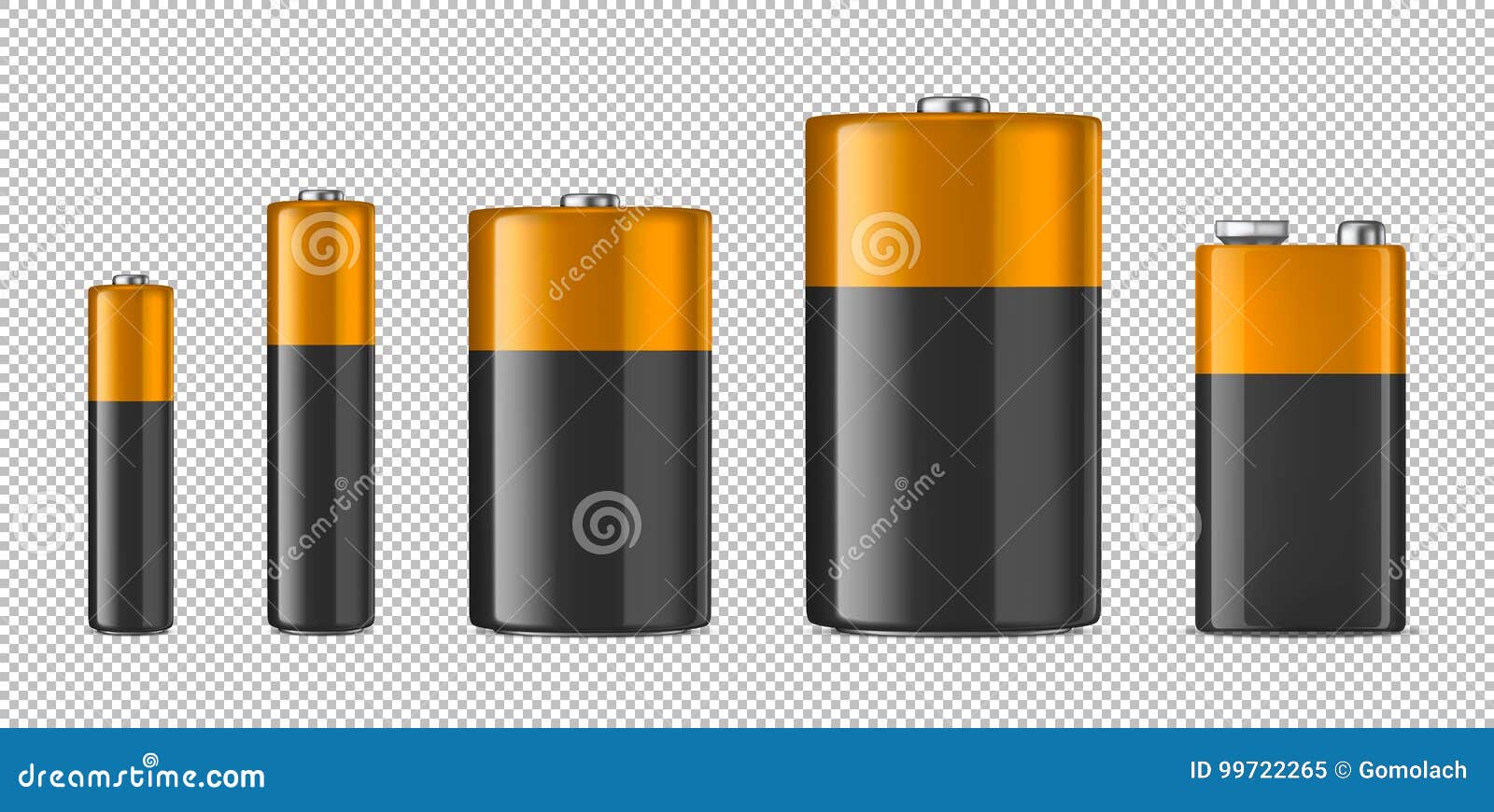 Realistic Alkaline Battery Sizes Aa, Aaa And D. Batteries Types ...