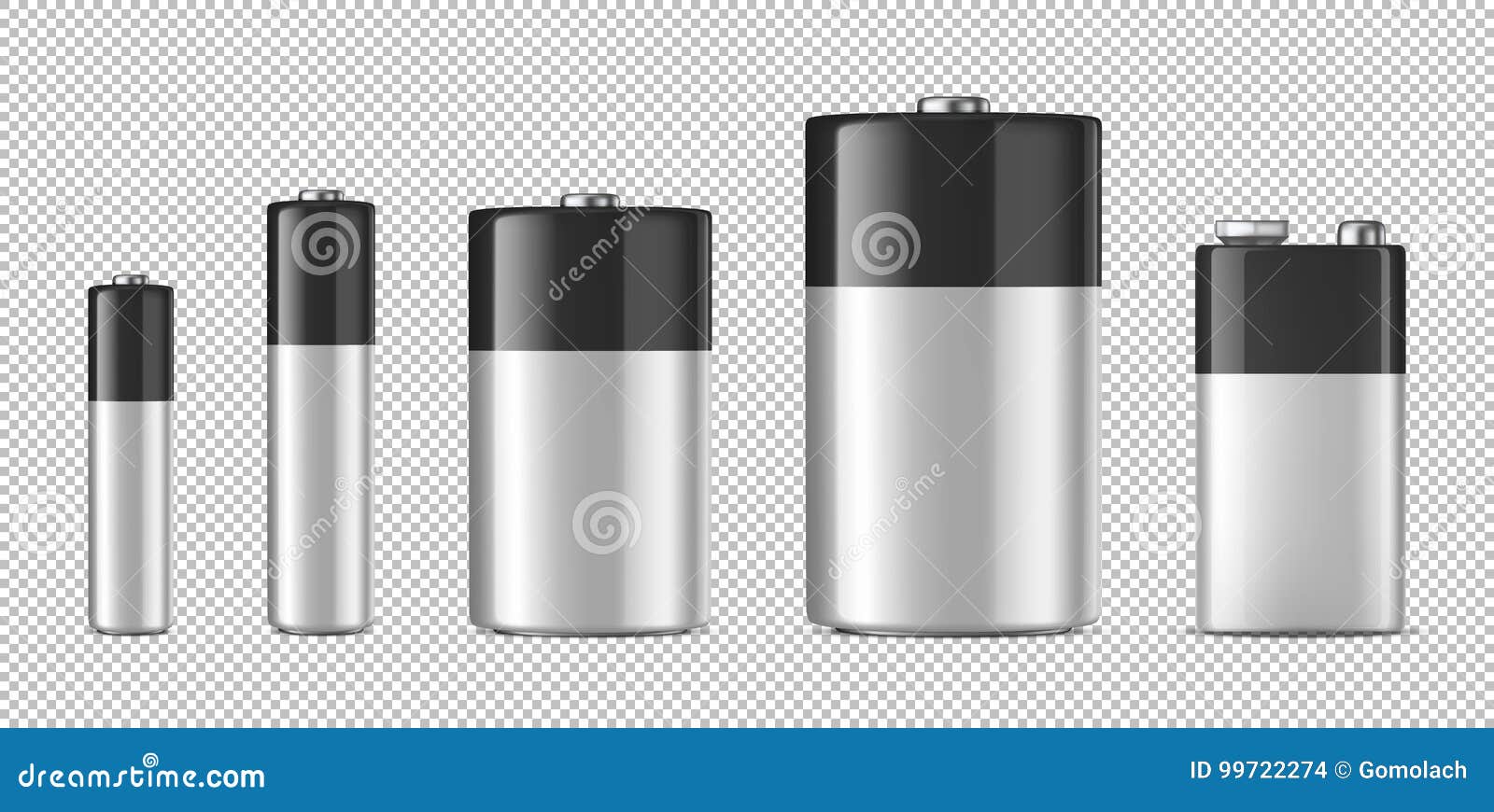 Realistic Alkaline Battery Sizes Aa, Aaa And D. Batteries Types ...