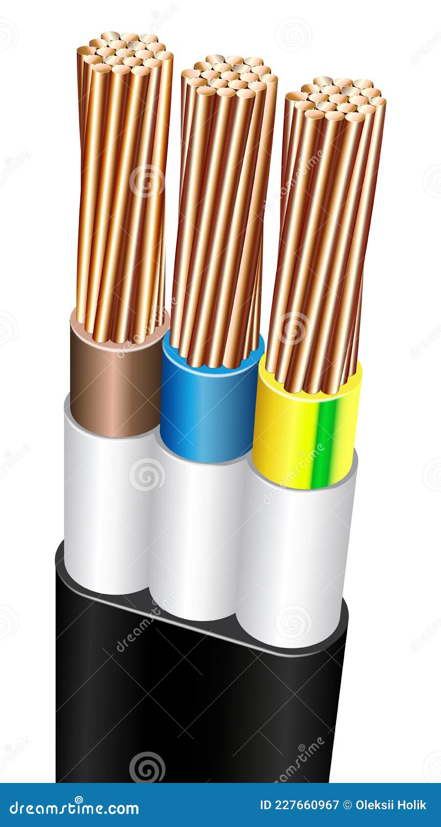 Vector Realistic Armored Multicore Electric Cable Wire Stock Vector ...