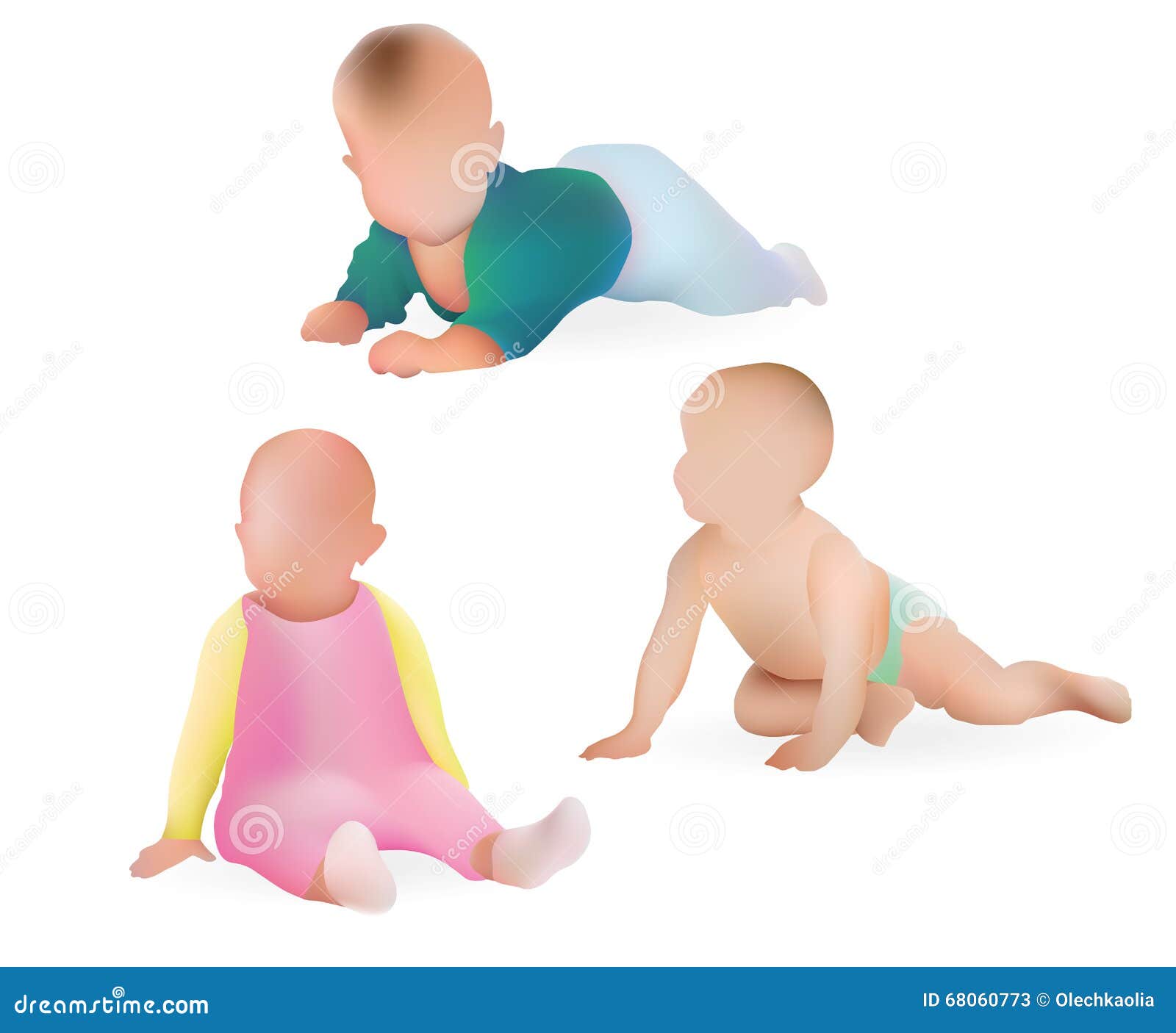 Vector Realistic Babies Boys and Girl Illustration. Stock Vector ...
