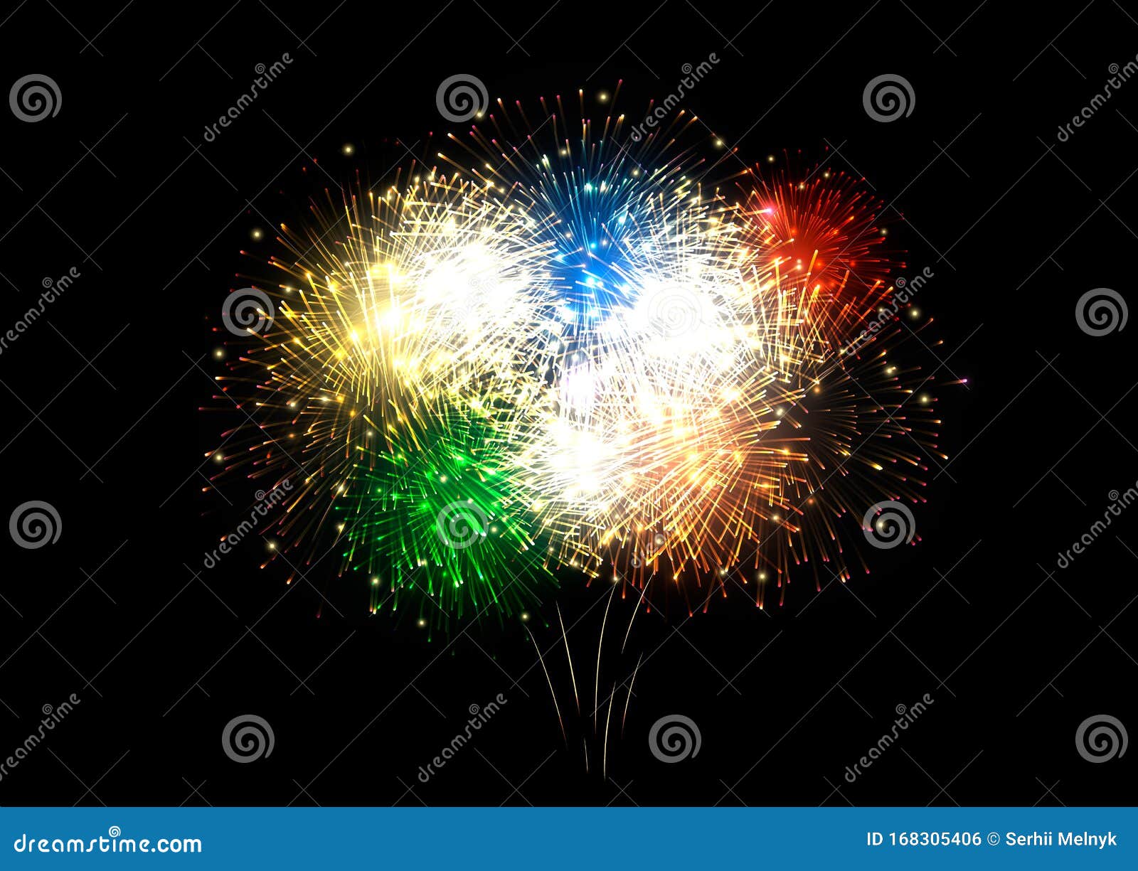 Vector Realistic Background with Colorful Fireworks Stock Vector ...