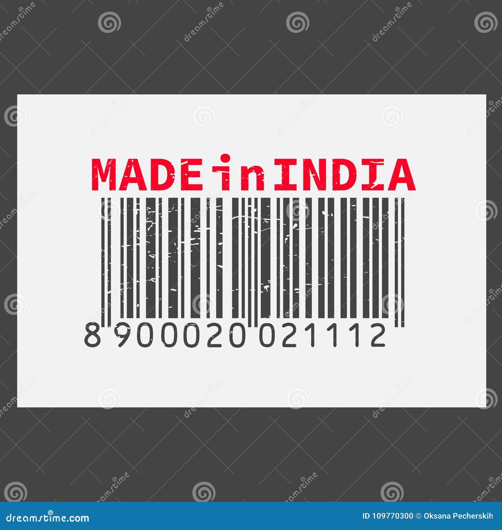 Vector Realistic Barcode Made in India on Dark Background. Stock Vector ...