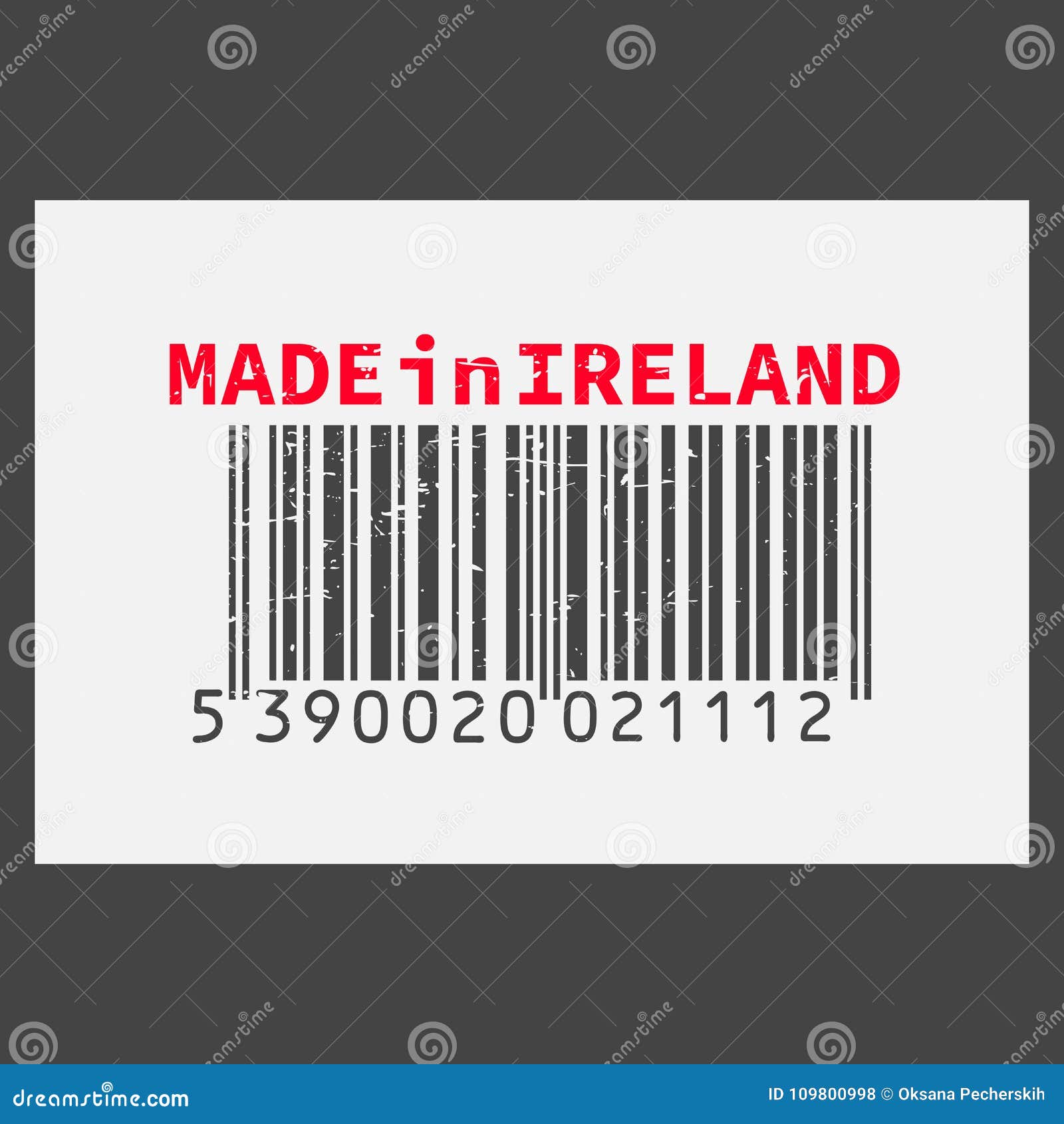 Vector Realistic Barcode Made in Ireland on Dark Background. Stock ...