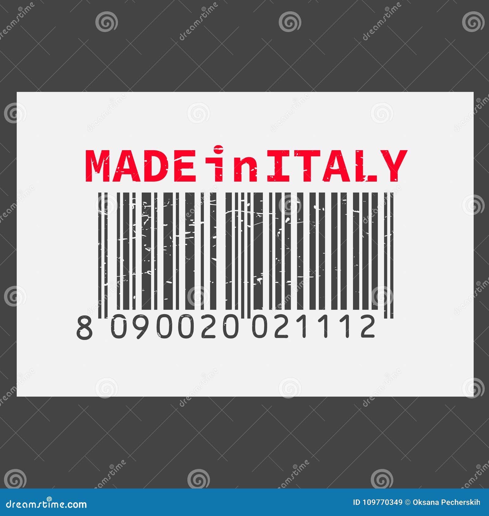 Vector Realistic Barcode Made in Italy on Dark Background. Stock Vector ...