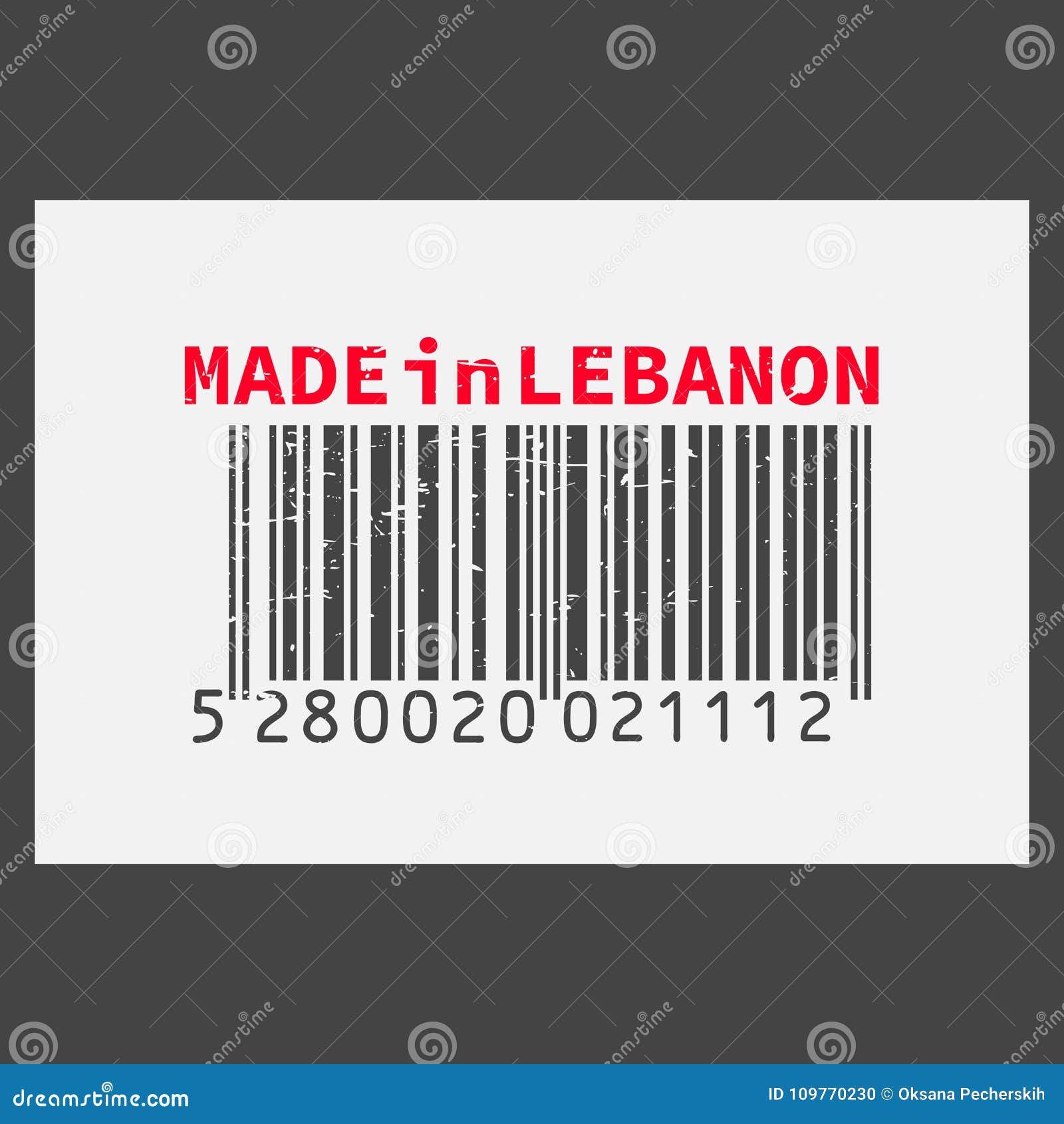 Vector Realistic Barcode Made in Lebanon on Dark Background. Stock ...
