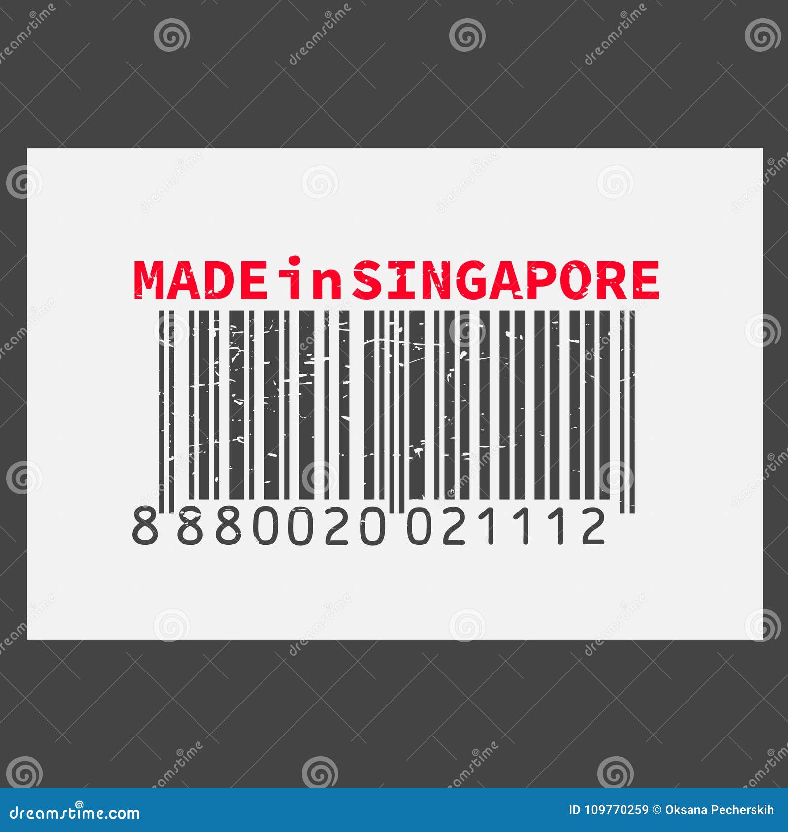 Vector Realistic Barcode Made in Singapore on Dark Background. Stock ...