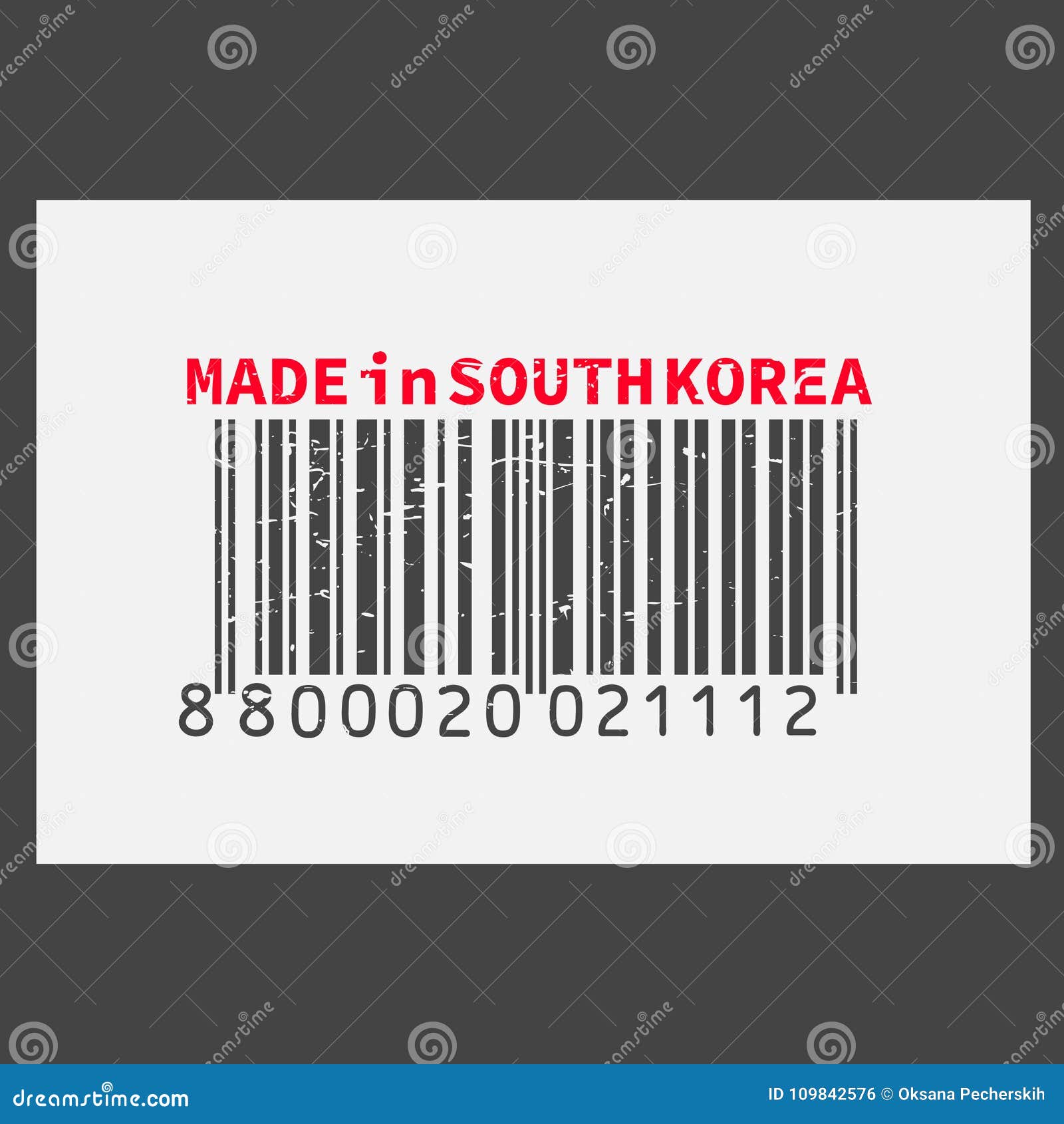 Vector Realistic Barcode Made in South Korea on Dark Background Stock ...