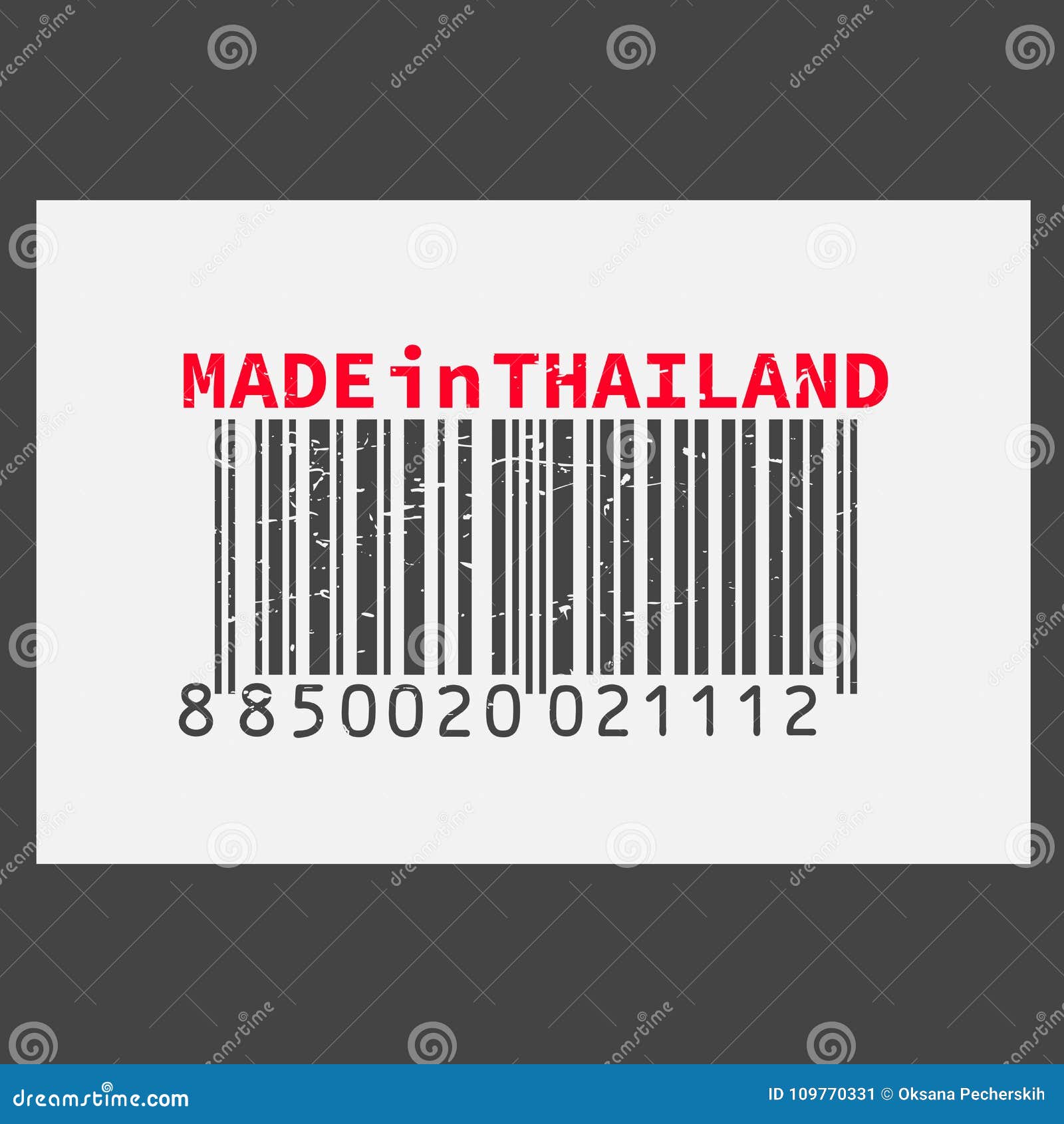 Vector Realistic Barcode Made In Thailand On Dark Background ...