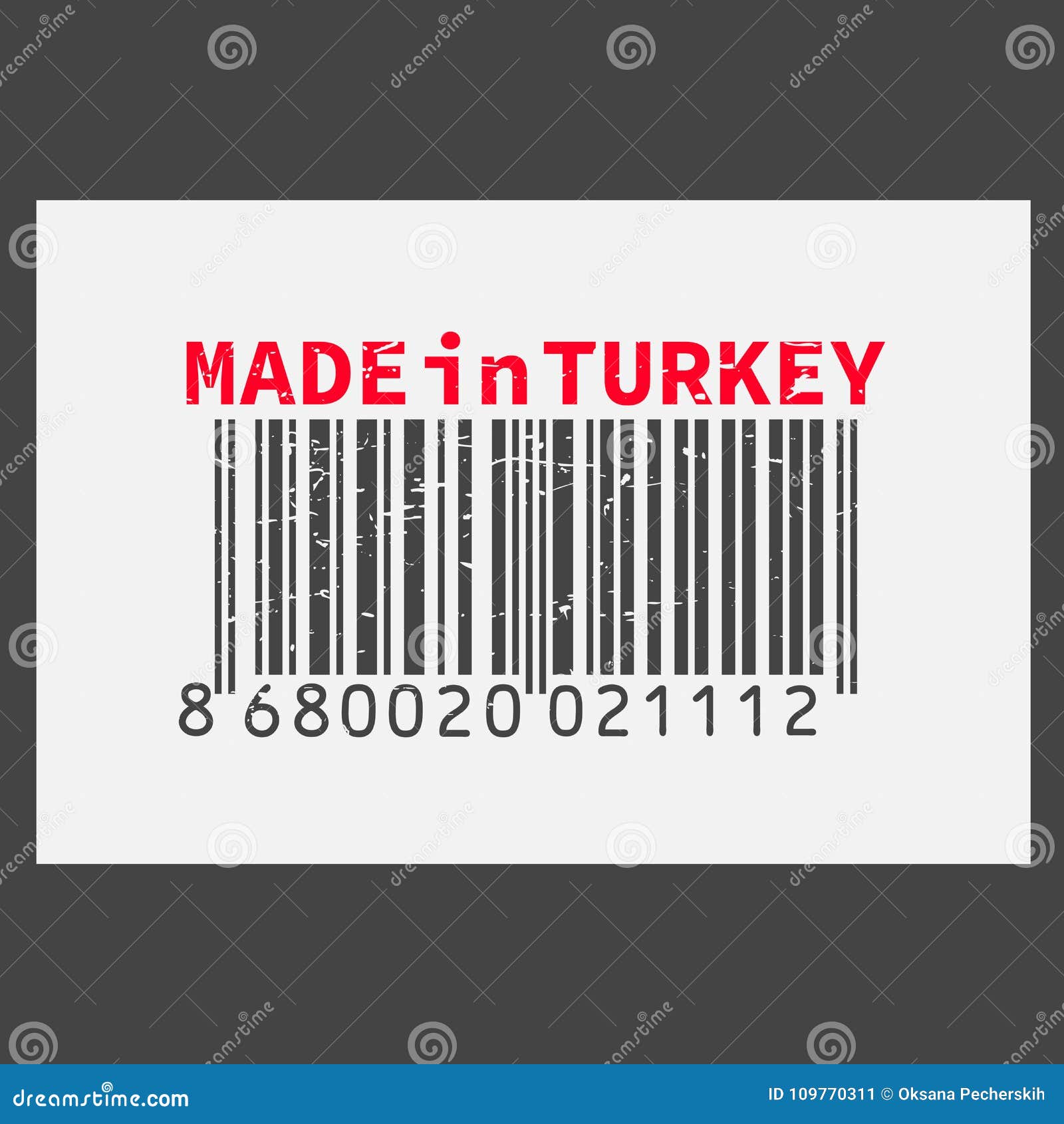 Vector Realistic Barcode Made in Turkey on Dark Background. Stock ...