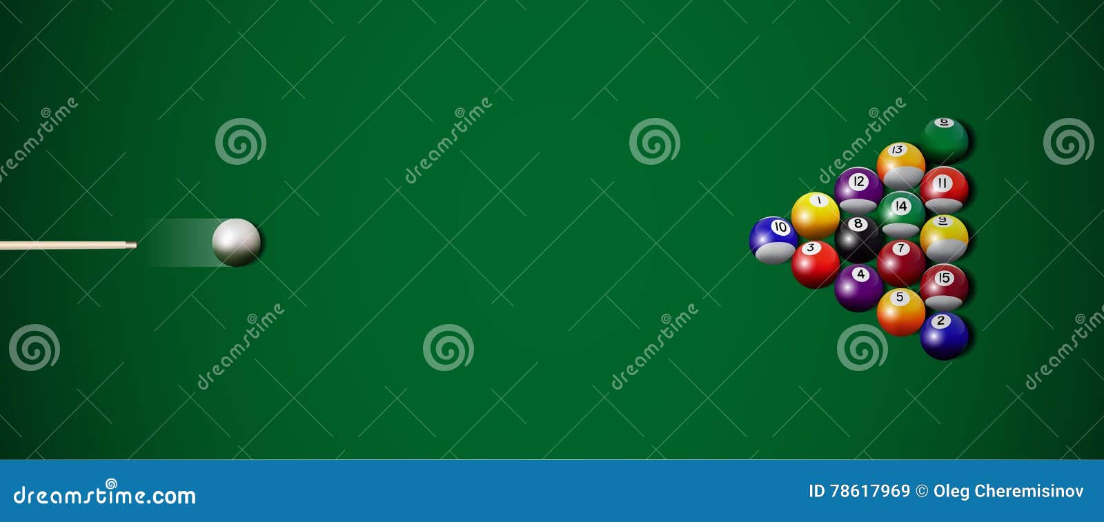 Vector Realistic Billiard Strike on Green Background. Stock Vector ...