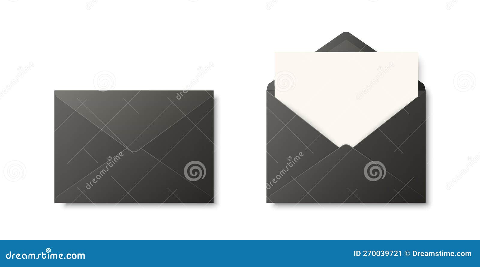 Vector Realistic Blank Black Closed, Opened Envelopes with Letter ...
