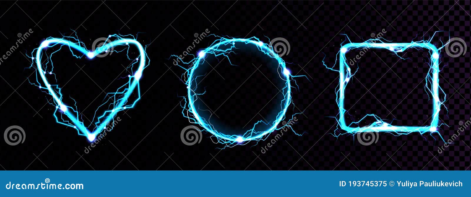 Vector Realistic Blue Electric Lightning Frames Stock Vector ...