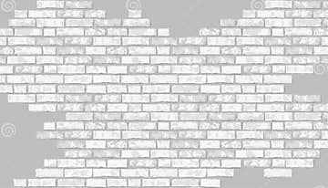 Vector Realistic Broken White Brick Wall on Grey Background. Holes in ...
