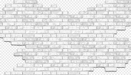 Vector Realistic Broken White Brick Wall on Transparent Background ...