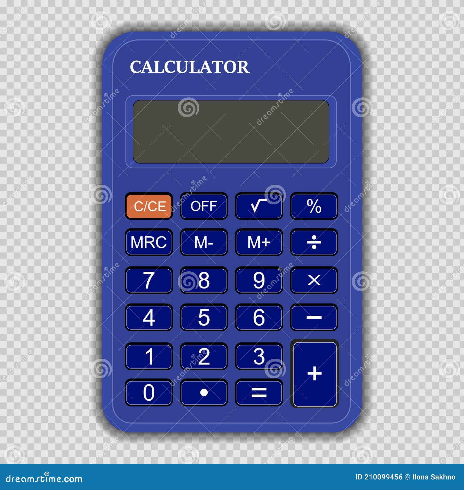 Vector Realistic Calculator Blue Isolated on Transparent Background ...