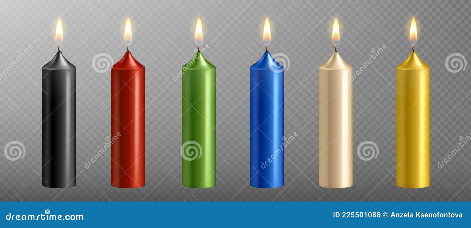 Vector Realistic Candle Set with Fire Isolated on Transparent ...
