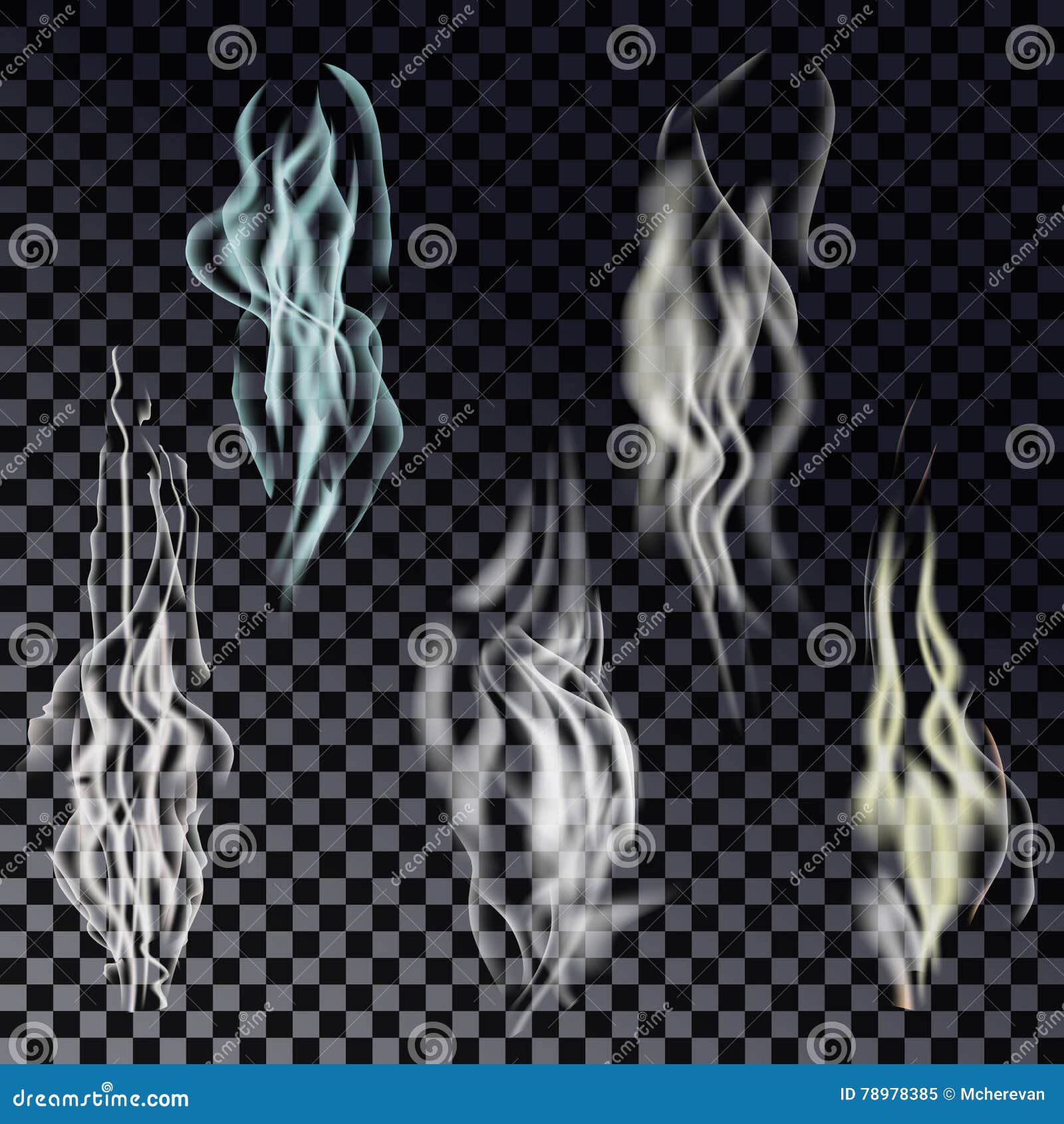 Realistic Cigarette Smoke Waves Or Steam On Transparent Background ...