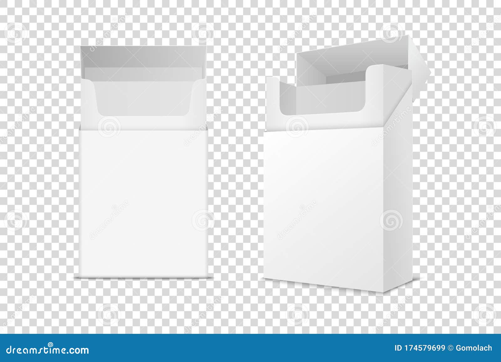 Vector Realistic Closed and Opened Clear Blank Empty Pack Box Set ...