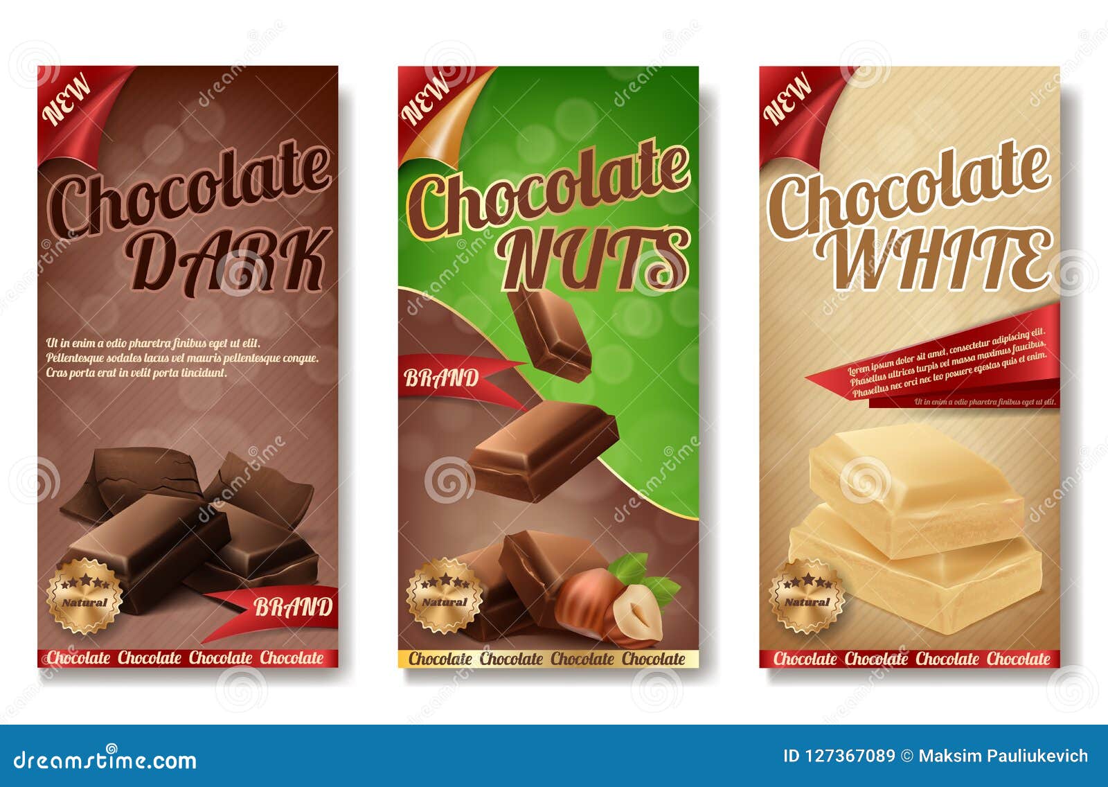 Vector Realistic Collection of Chocolate Packaging, Labels Stock Vector ...