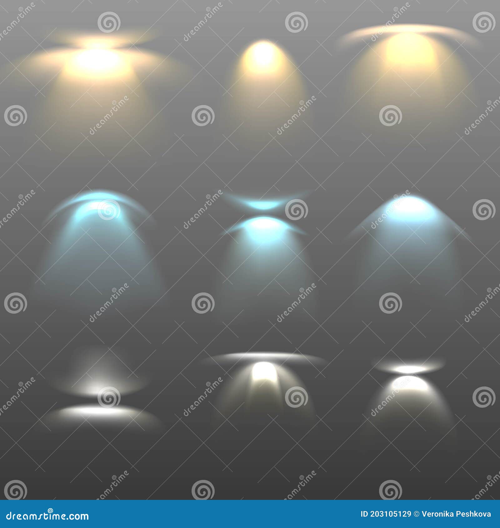 Vector Realistic Collection of Light Spotlights on Transparent ...
