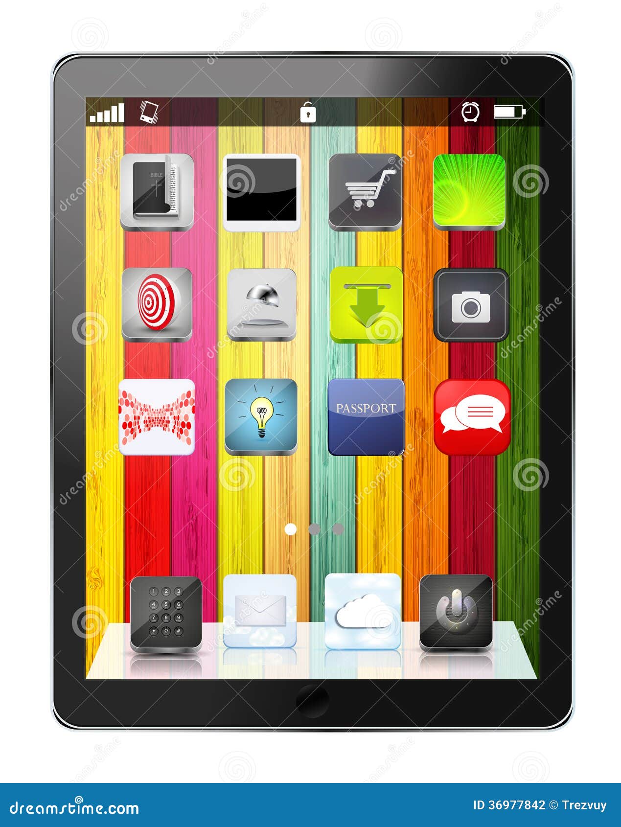 Vector Realistic Computer Tablet with App Icon Stock Illustration ...