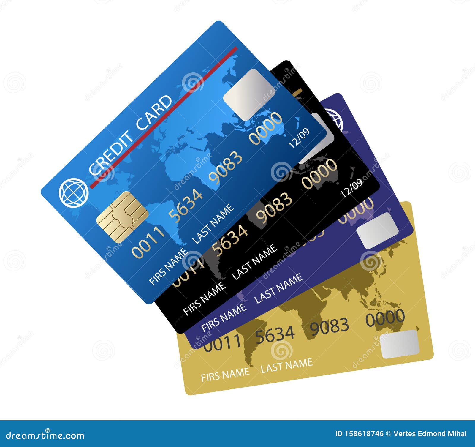 Realistic Credit Card Design Template With A Chip Frontside View Mock ...