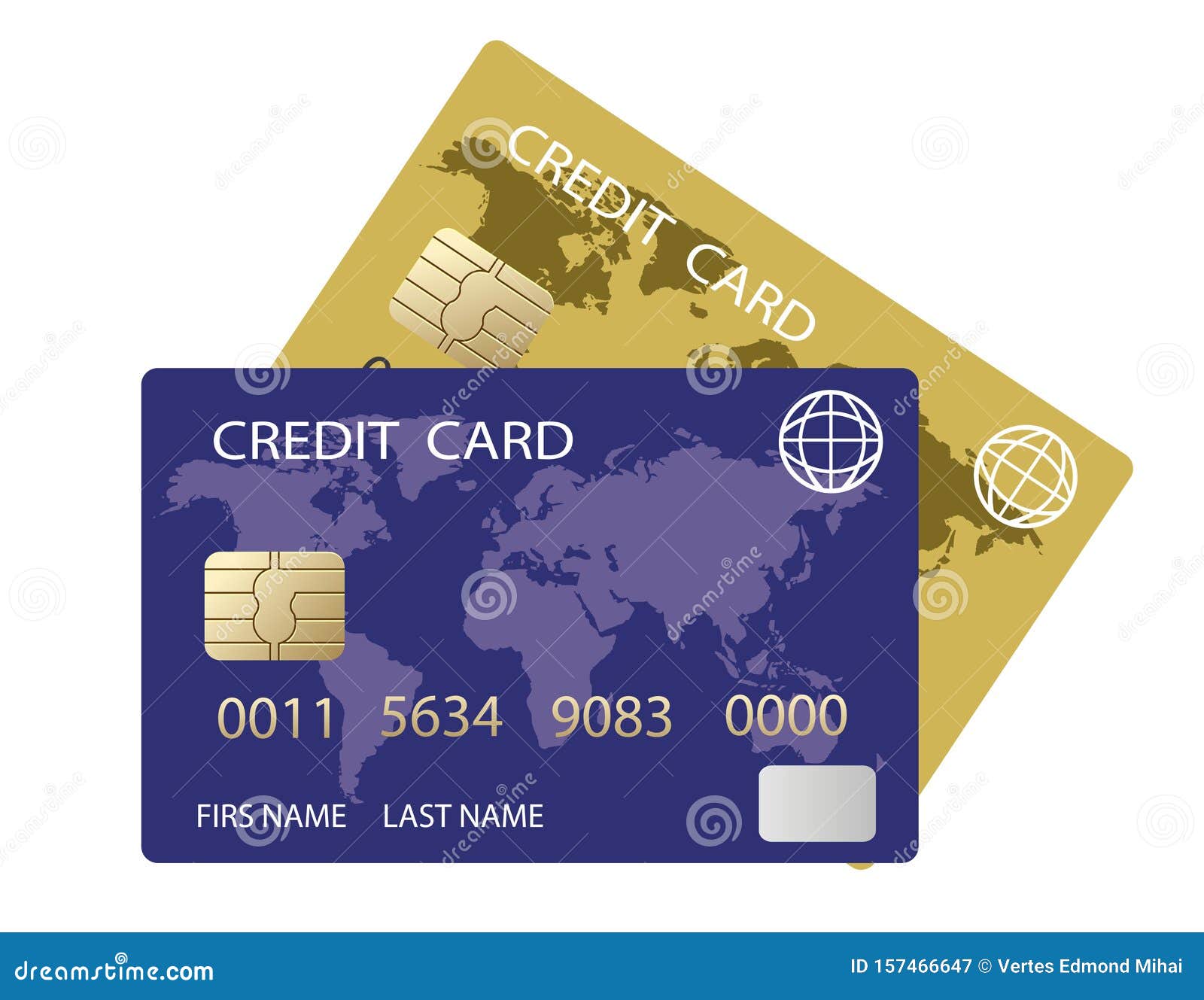 Realistic Credit Card Design Template With A Chip Frontside View Mock ...