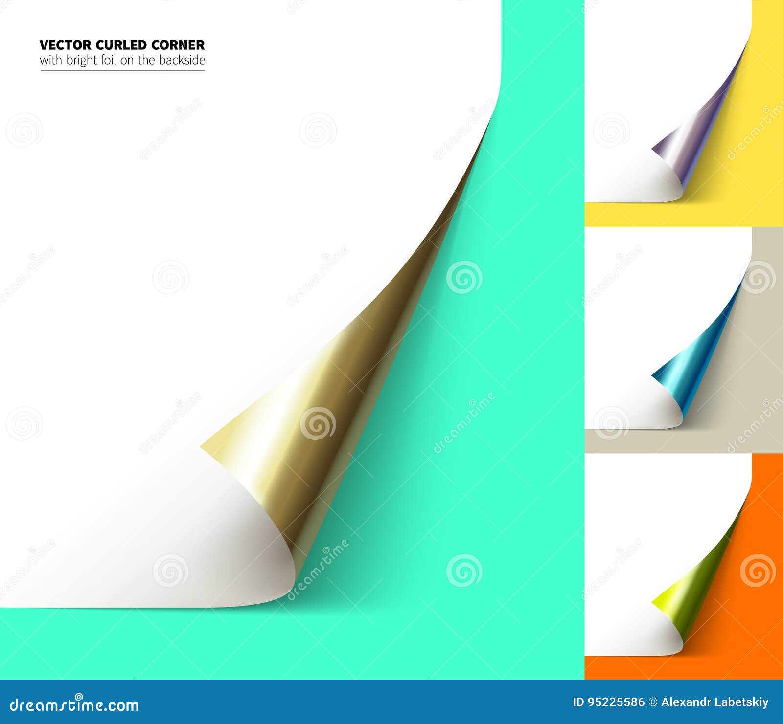 Vector Realistic Curled Corner Stock Vector - Illustration of foil ...
