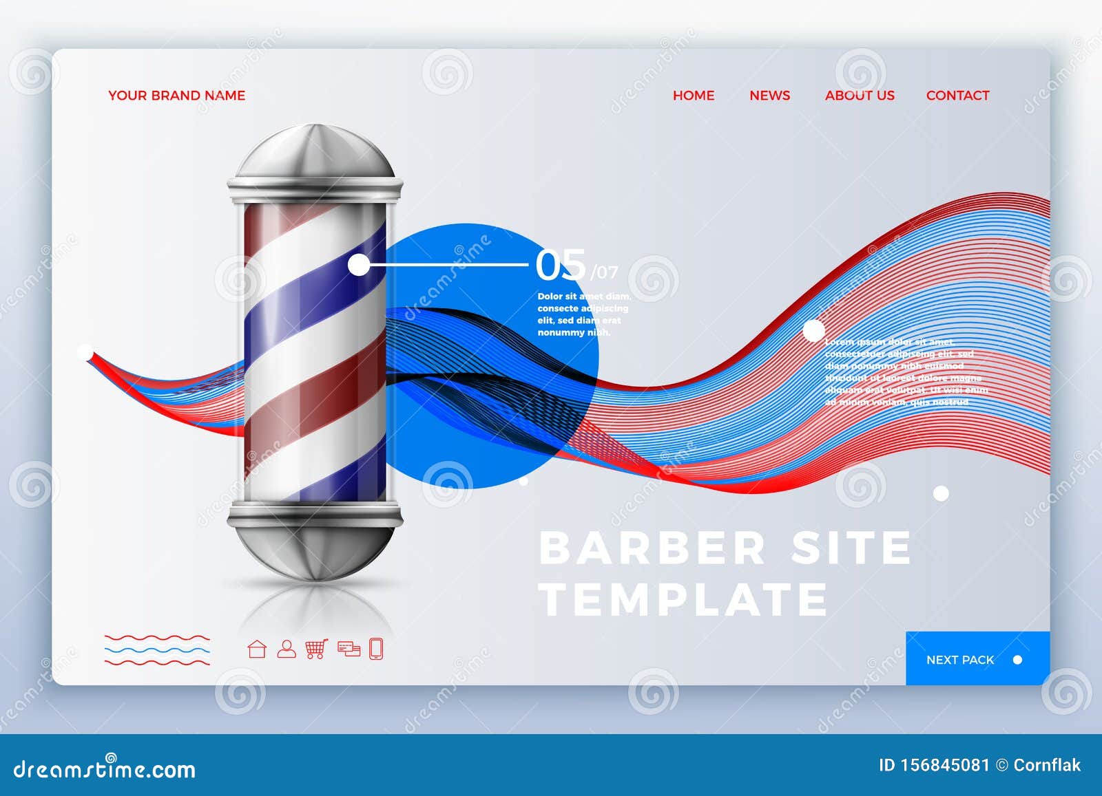 Vector Barber Site Template with Striped Pole Stock Vector ...