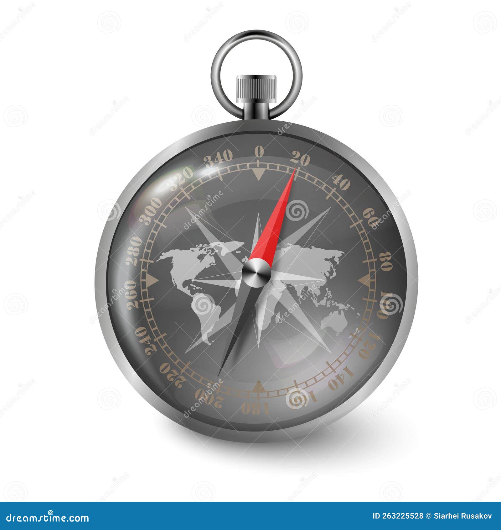 Vector Realistic, 3D Compass with a Magnetic Needle on the Background ...