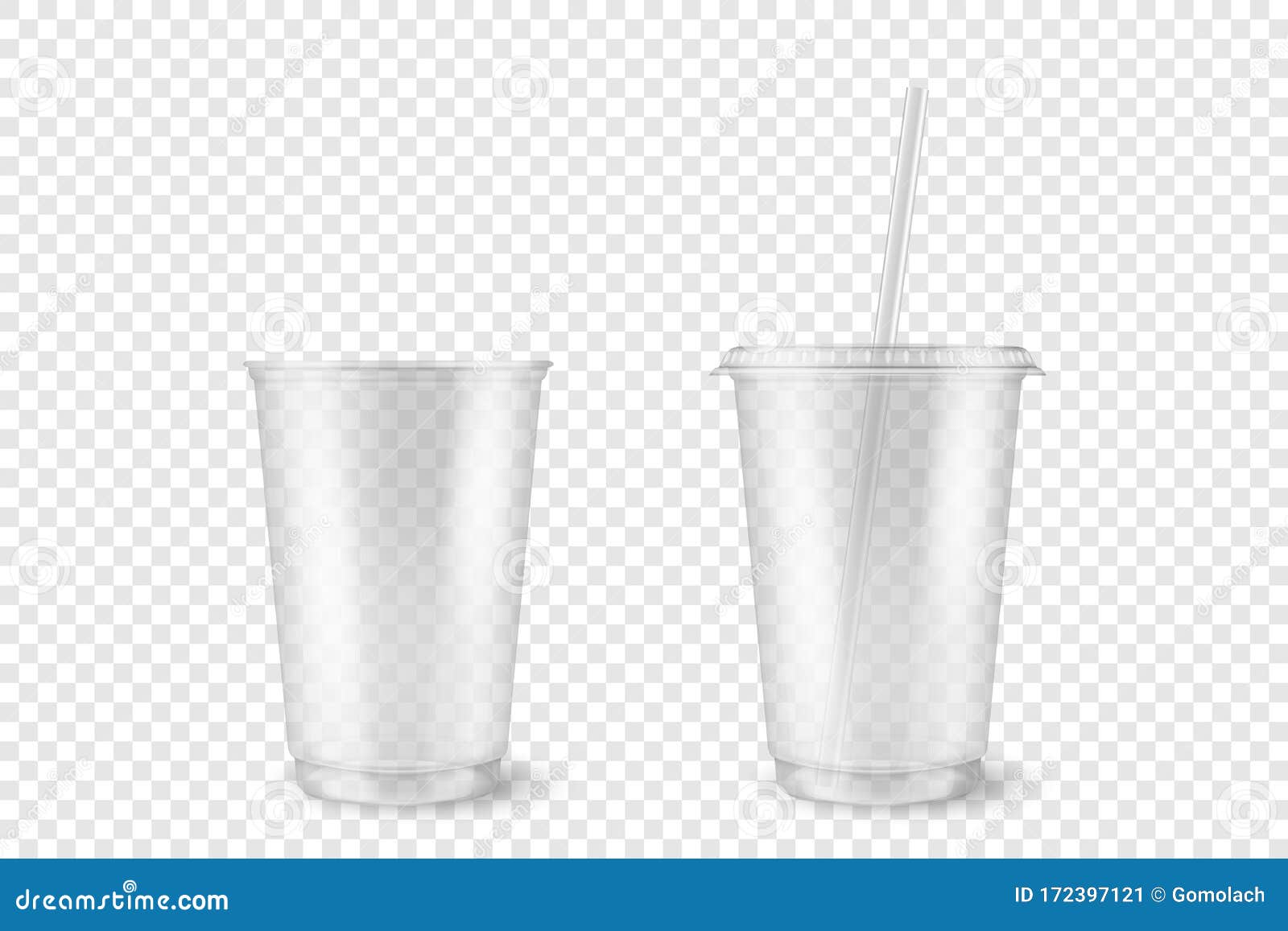 Vector Realistic 3d Empty Clear Plastic Opened, Closed Disposable Cup ...