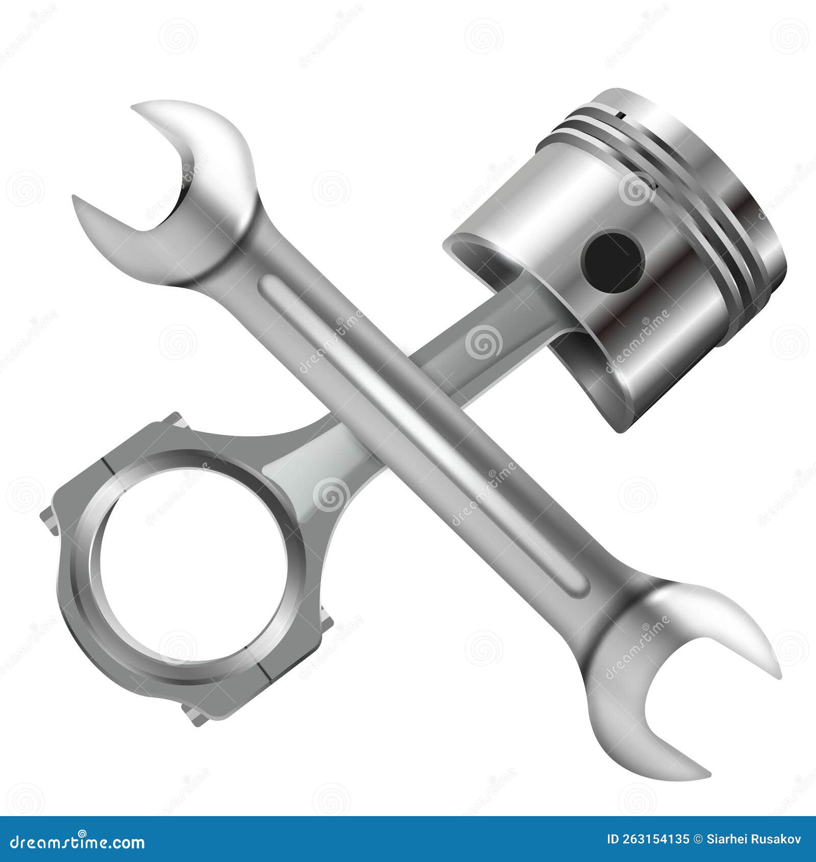 Vector Realistic, 3D Engine Repair Concept with Wrench and Piston ...