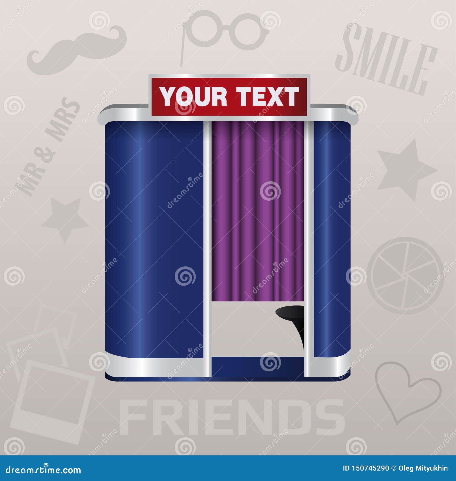 Vector Realistic 3D Isolated Photo Booth Machine in Front View Stock ...