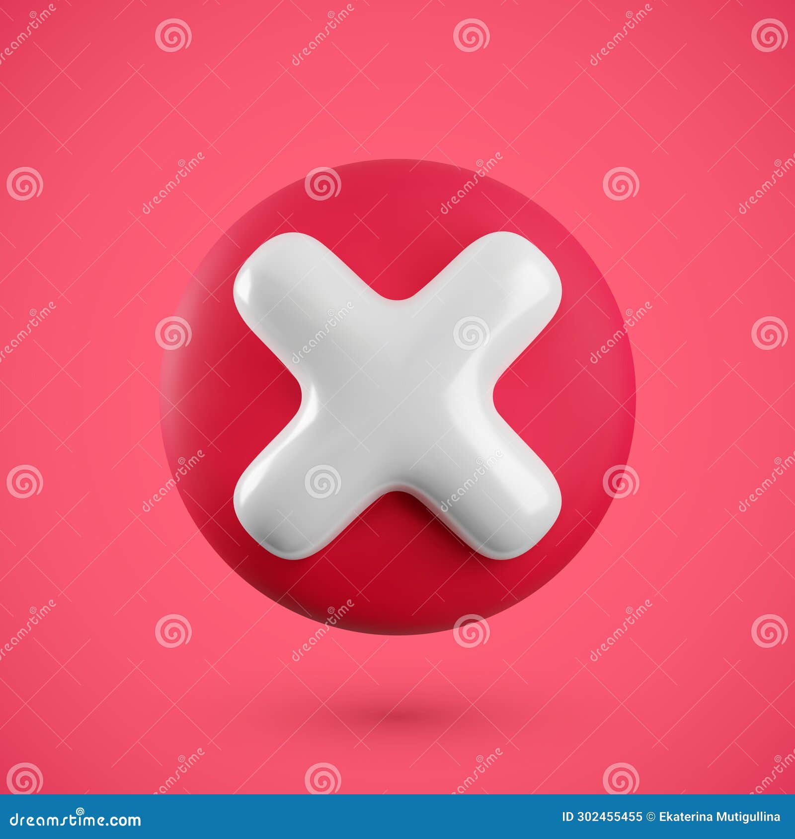 Vector Realistic 3d Red Cross X Banner. Trendy Plastic Wrong Red Check ...