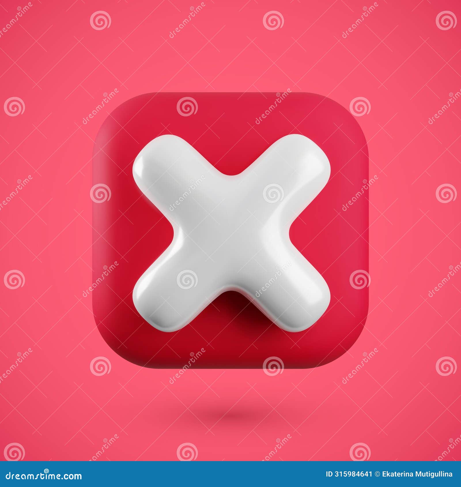 Vector Realistic 3d Red Cross X Banner. Trendy Plastic Wrong Red Check ...
