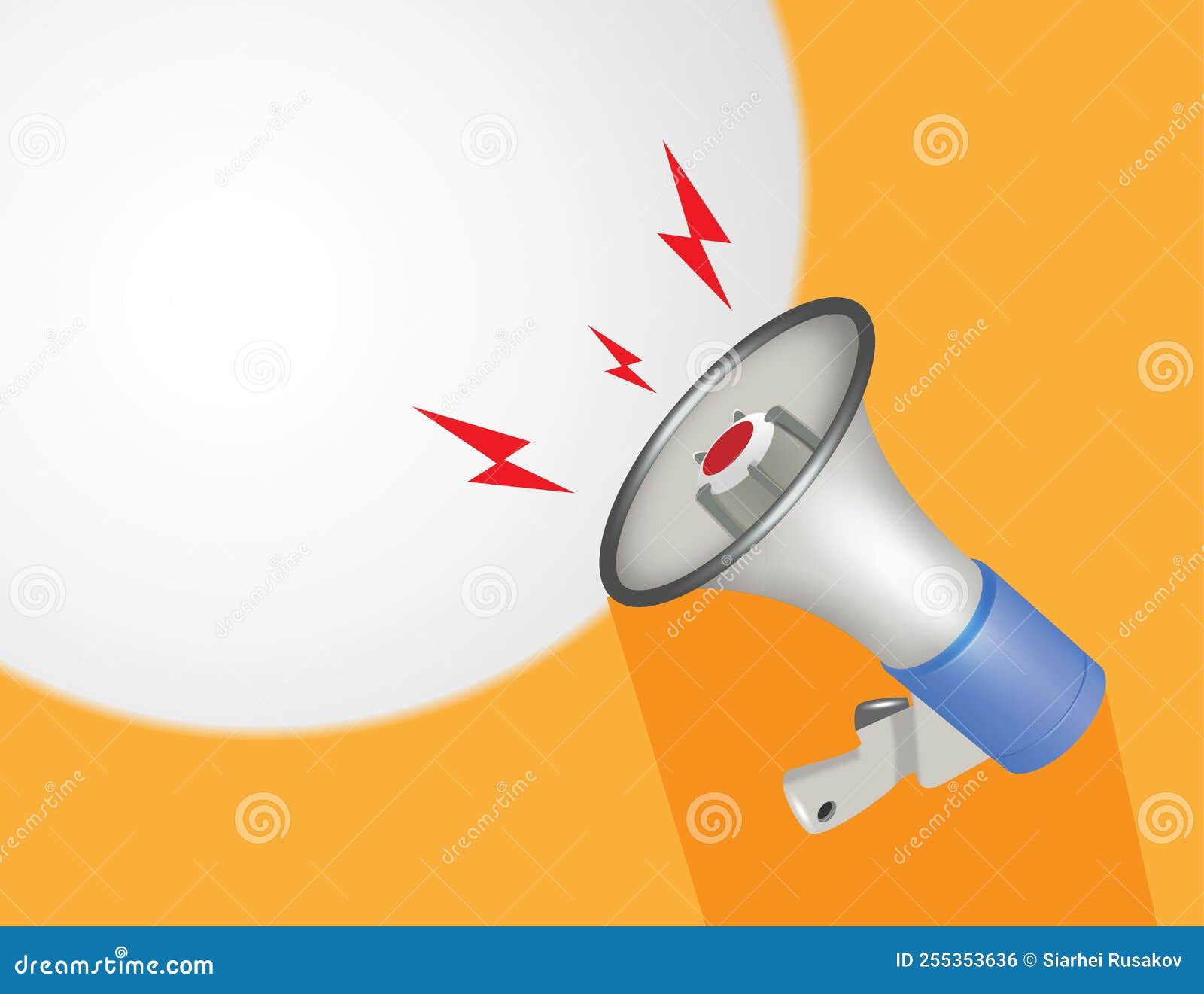 Vector Realistic 3d Simple Megaphone with Speech Bubble on Orange ...