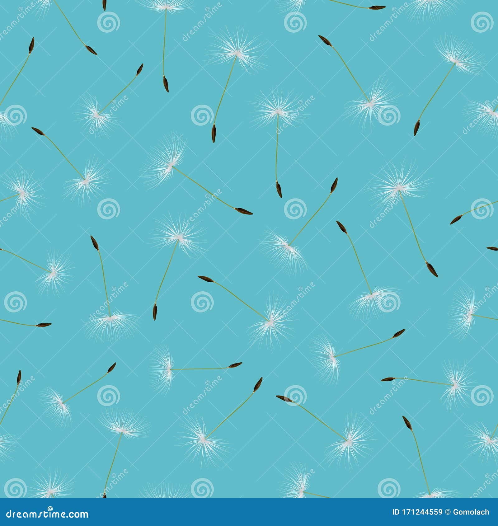 Vector Realistic Decorative Seamless Pattern with Dandelion Seed ...